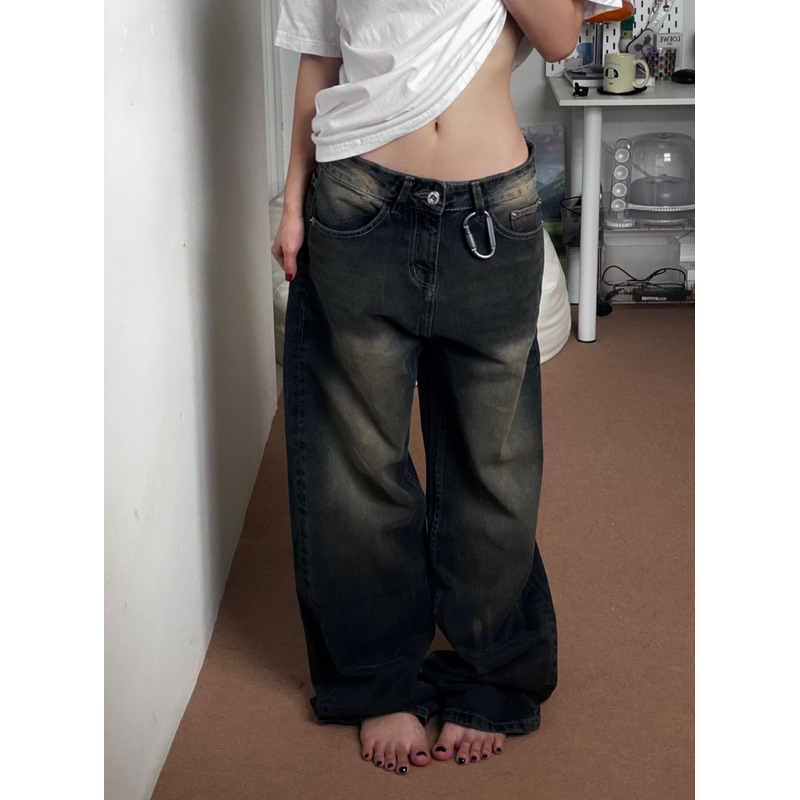 Cesar Jean - Quần Jean Dài Ống Rộng Cạp Trễ Màu Wash Hot Trend | Shopee ...