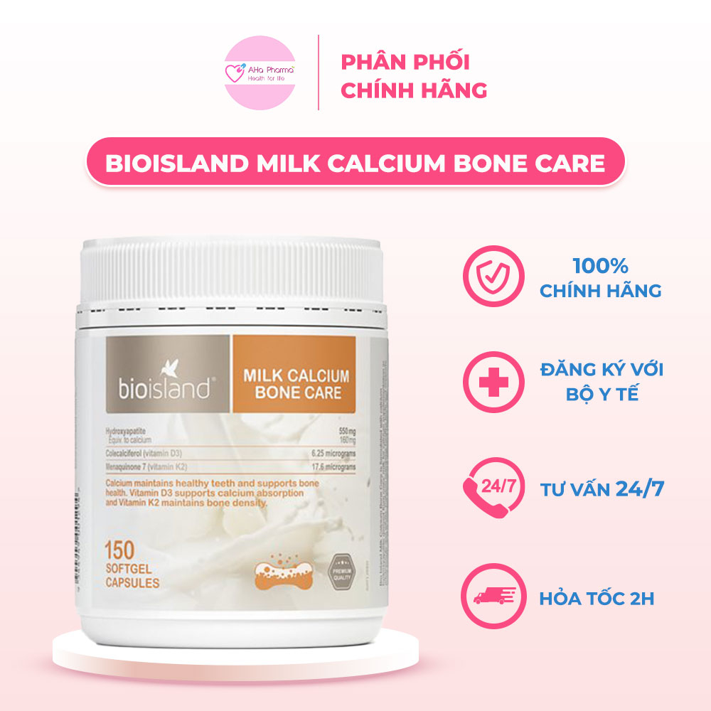 Viên uống canxi hữu cơ cho bà bầu Bioisland Milk Calcium bone care 150 ...