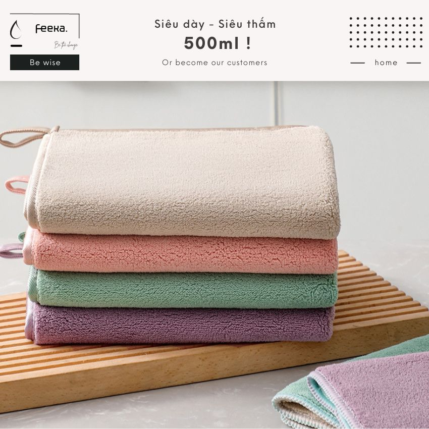 Khăn lau tay treo bếp vải microfiber có móc treo sang trọng, khăn lau ...