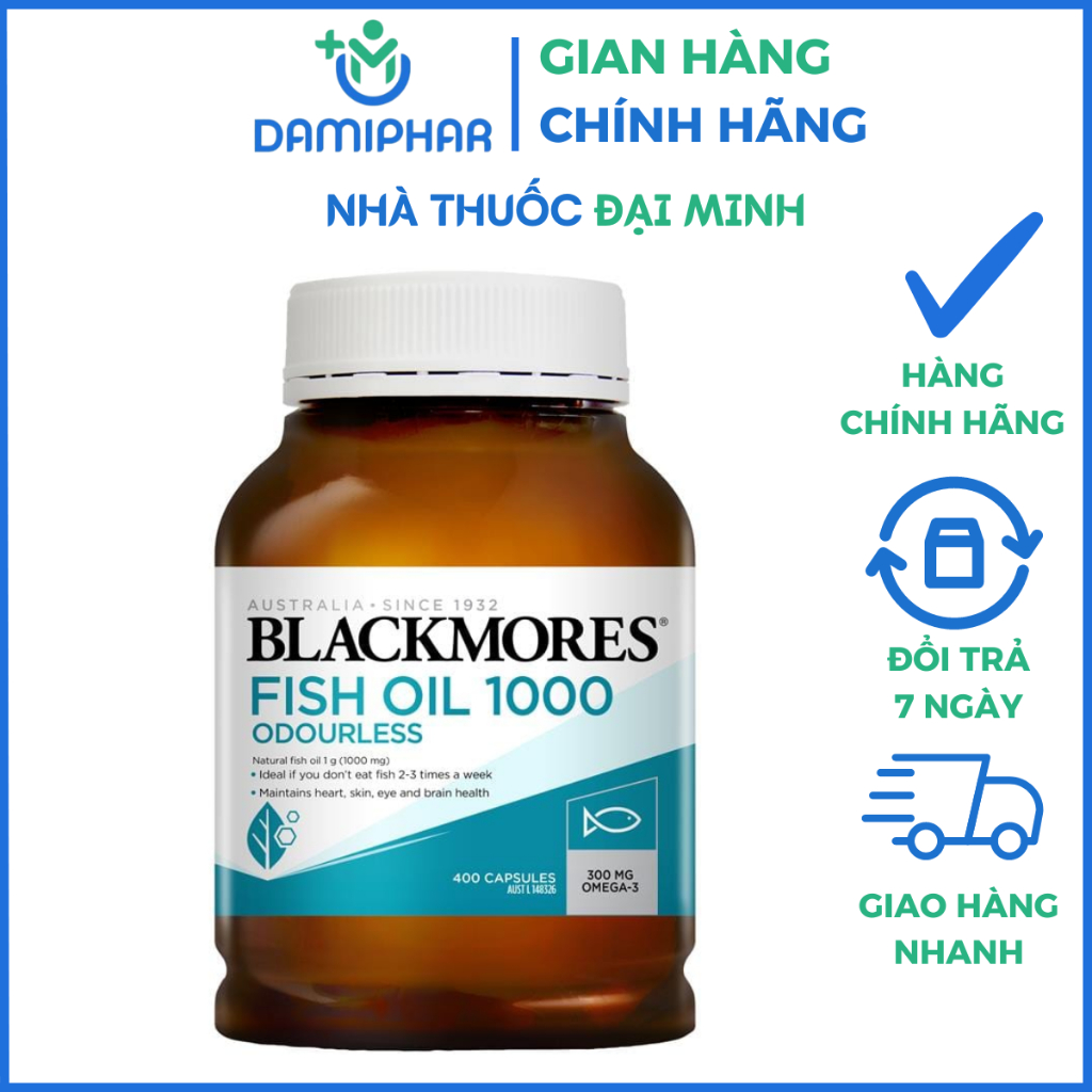 Dầu Cá Omega 3 Blackmores Fish Oil 1000 ODourless Lọ 400 Viên | Shopee ...