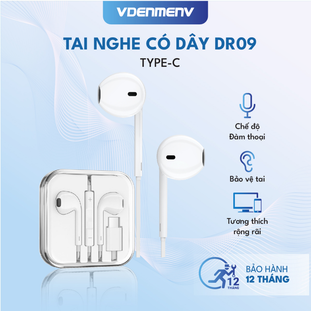 Tai Nghe Có Dây Type-C VDENMENV DR09 Nút Bấm Điều Khiển Chức Năng, Có Mic Đàm Thoại | Shopee ...