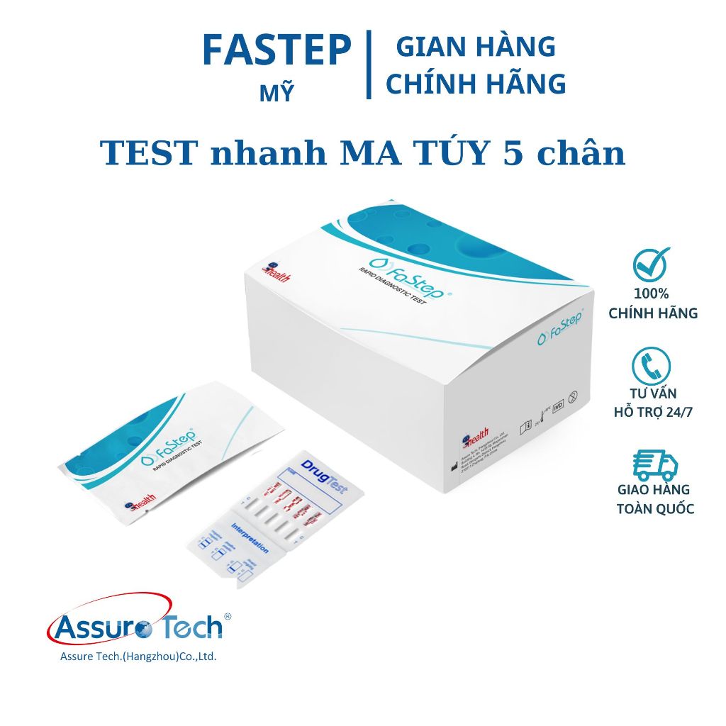 [FULL HỘP] Que test thử ma túy 5 chân Fastep – Mỹ (Hộp 25 test ...