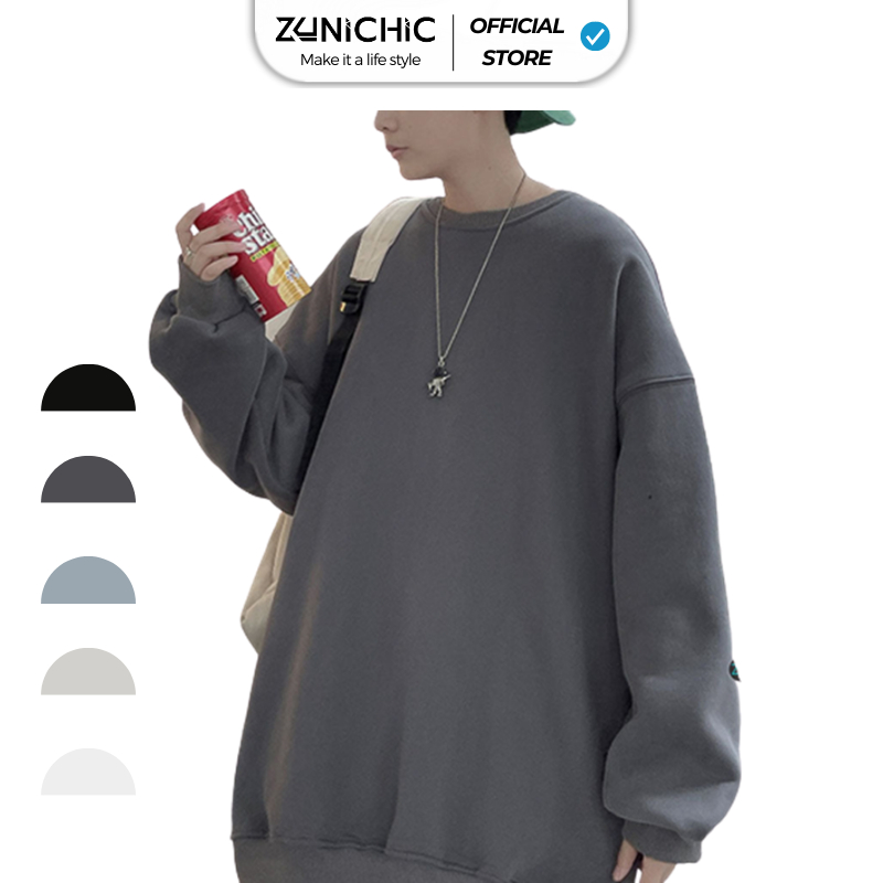 Áo Sweater Nỉ Bông Nam, Nữ Basic Form Rộng Unisex Màu Xanh SWT 900 ...