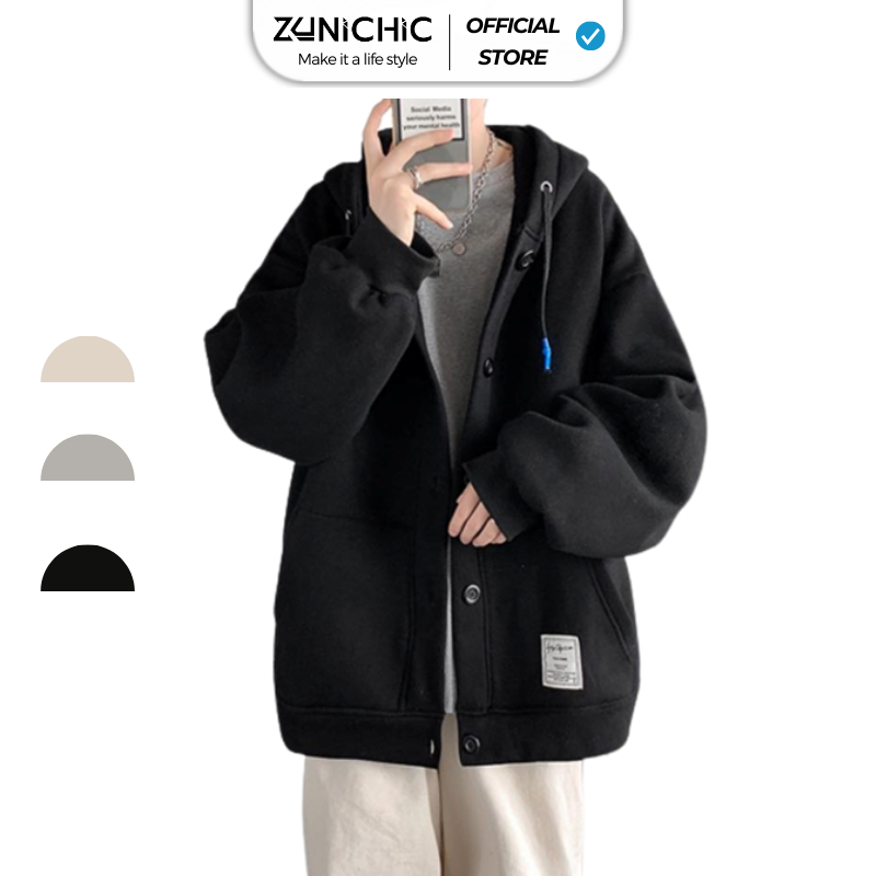 Áo Khoác Nỉ Bông Nam, Nữ Basic Unisex Nỉ From Rộng Màu Xám HDN 905 ...