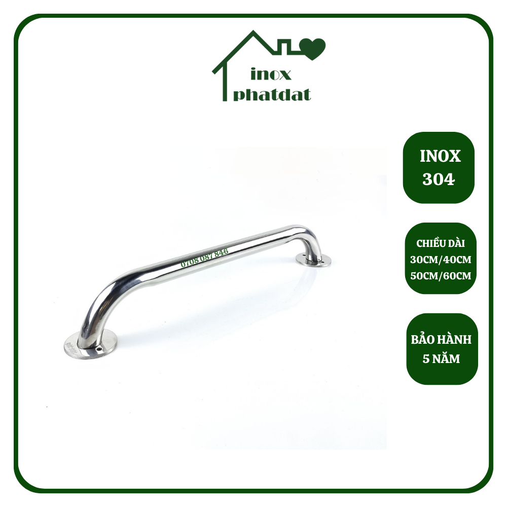 Tay vịn nhà tắm Inox 304 PHÁT ĐẠT (dài 30cm/40cm/50cm/60cm) tay cầm an toàn cho người già, tay ...