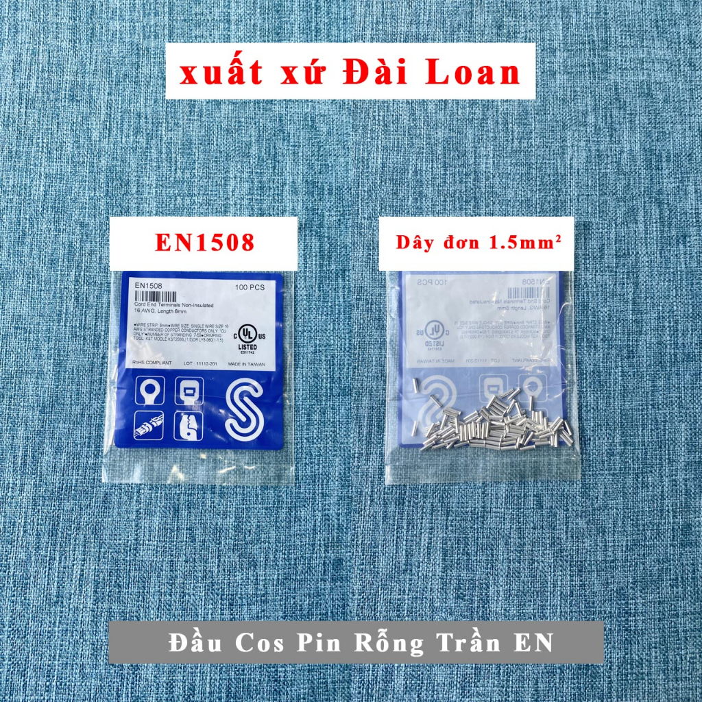 Đầu cos pin rỗng trần Đài Loan EN1508 (1.5) EN2508 (2.5) EN4010 (4.0 ...