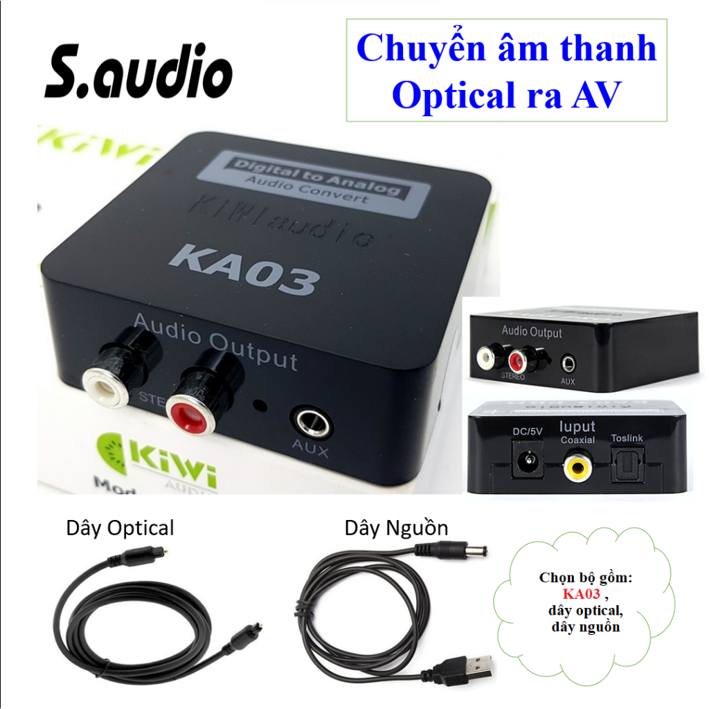 Kiwi KA03 Chuyển âm thanh Tivi - Chuyển Tín Hiệu Âm Thanh Optical Ra ...