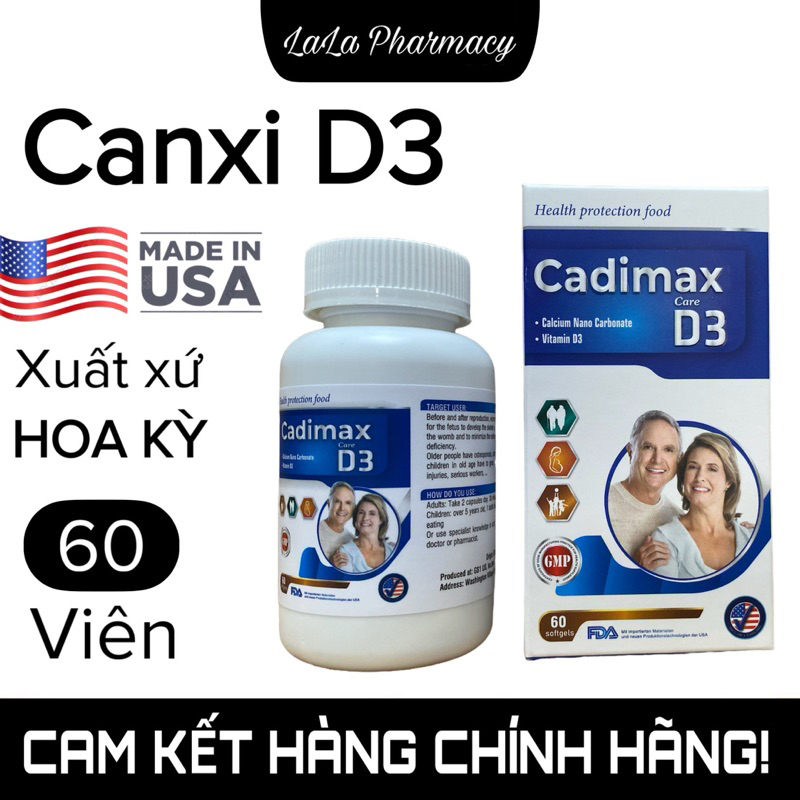 Canxi D3 - viên uống bổ sung Canxi D3 CADIMAX CARE D3 nhập khẩu MỸ lọ ...