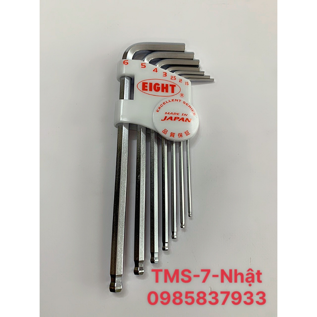 Bộ lục giác 7 chiếc đầu bi dài TMS-7 Eight Nhật dùng vặn ốc chìm tại ...