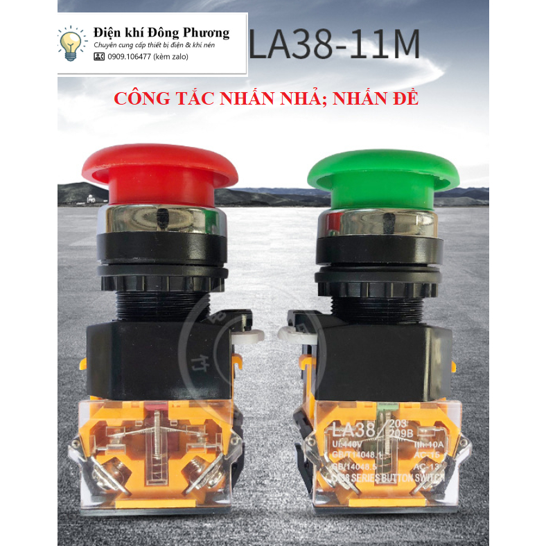 [ĐƠN TỐI THIỂU 30K] Nút ấn đầu dù nhấn nhả, công tắc nhấn đề phi 22mm đầu nấm LA38-11M. | Shopee ...