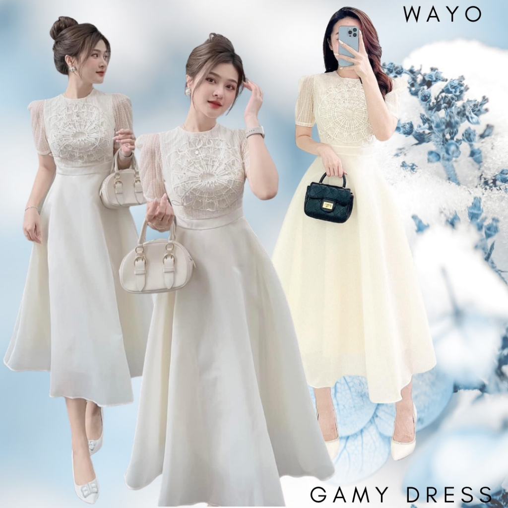 [Gamy Dress] Đầm WAYO thiết kế ren phối voan cao cấp dáng dài dự tiệc ...
