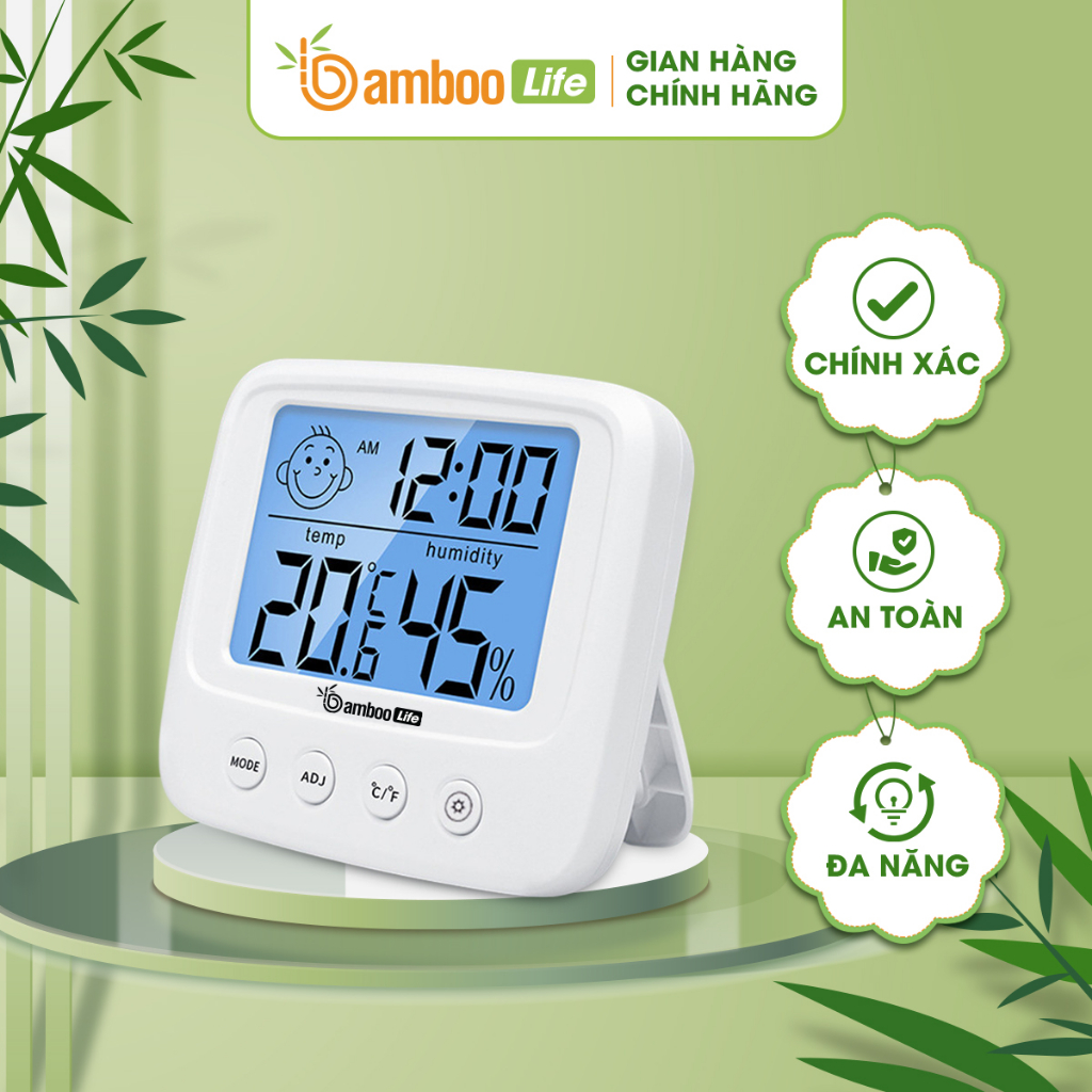 Nhiệt kế phòng, nhiệt ẩm kế Bamboo Life máy đo nhiệt độ phòng ngủ, đo độ ẩm điện tử | Shopee ...