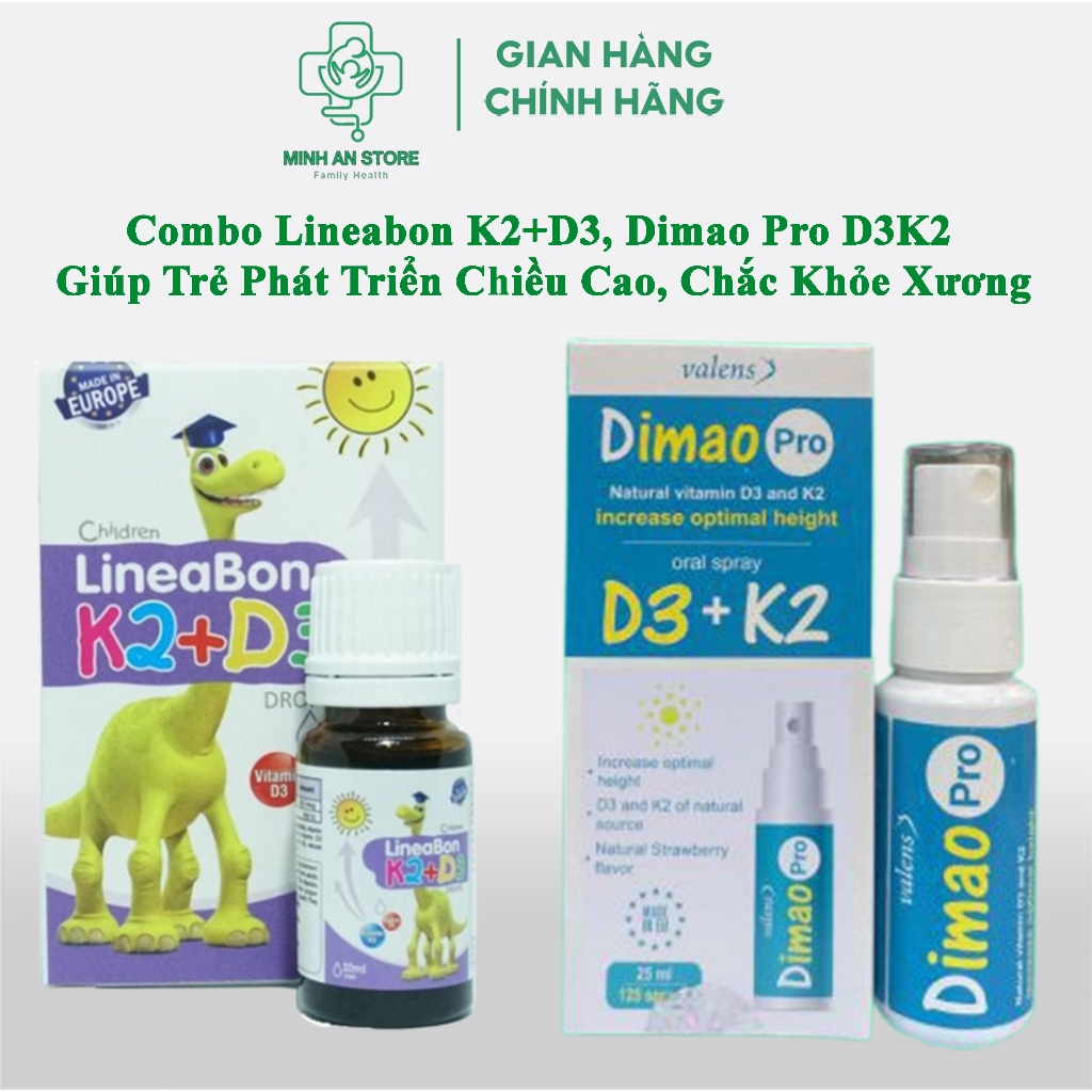 Combo Vitamin Lineabon K2D3 - Dimao Pro D3K2 dạng xịt, Giúp Trẻ Phát ...