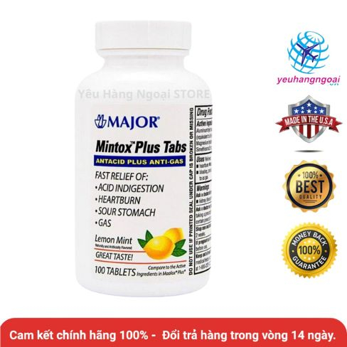 Viên Nhai Hỗ Trợ Dạ Dày Major Mintox Plus Tabs Antacid 100 viên Của Mỹ ...