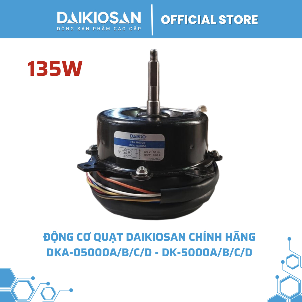 Động cơ quạt máy làm mát Daikiosan - Daikio 135W dùng cho model DKA-05000A/B/C/D, DK-5000A/B/C/D ...