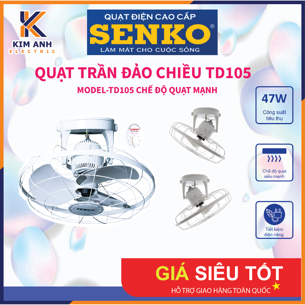 Quạt đảo trần chính hãng SENKO bảo hành 12 tháng model TD105 | Shopee ...