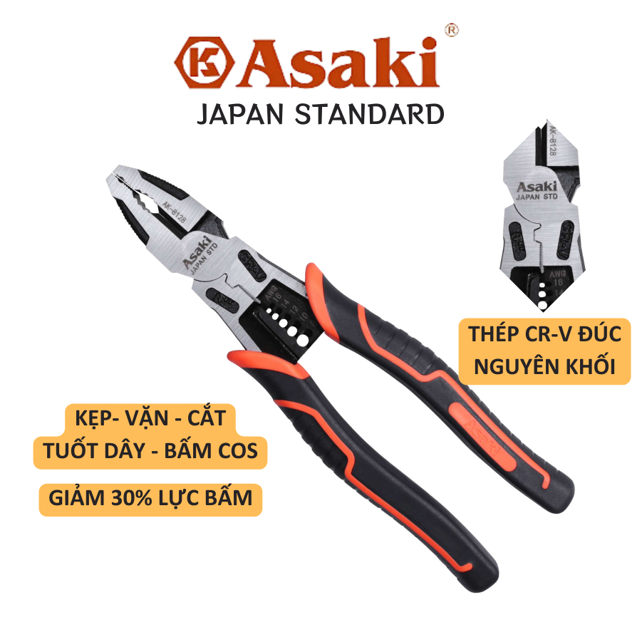 Kìm điện đa năng cao cấp Nhật Bản 5 trong 1 Asaki AK-8129,AK-8090,AK ...