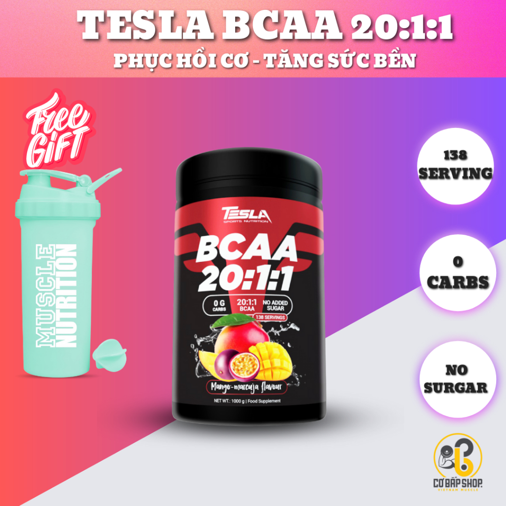Tesla BCAA 20:1:1 - Hỗ trợ phục hồi - tăng sức bền - bù khoáng bù nước ...