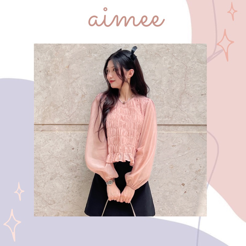 GAGO TOP - Áo organza nhún tay dài - AIMEE | Shopee Việt Nam