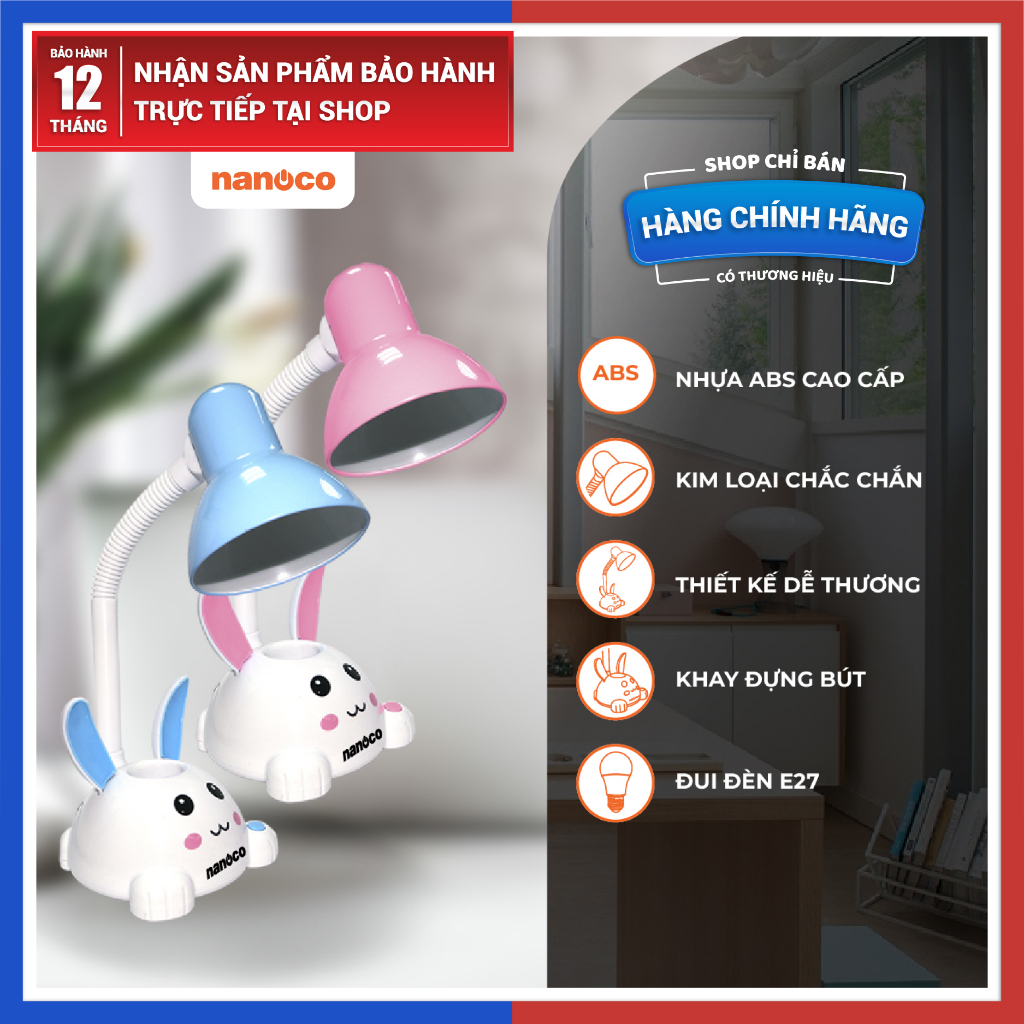 Đèn bàn LED không bóng Nanoco NDKC01P (thỏ hồng)- NDKC01BE (thỏ xanh ...