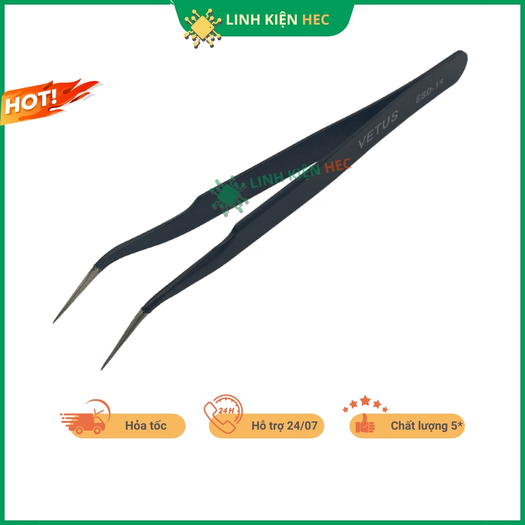Nhíp gắp linh kiện Vetus ESD-15 loại tốt chống tĩnh điện chất liệu thép không gỉ linh kiện hec ...