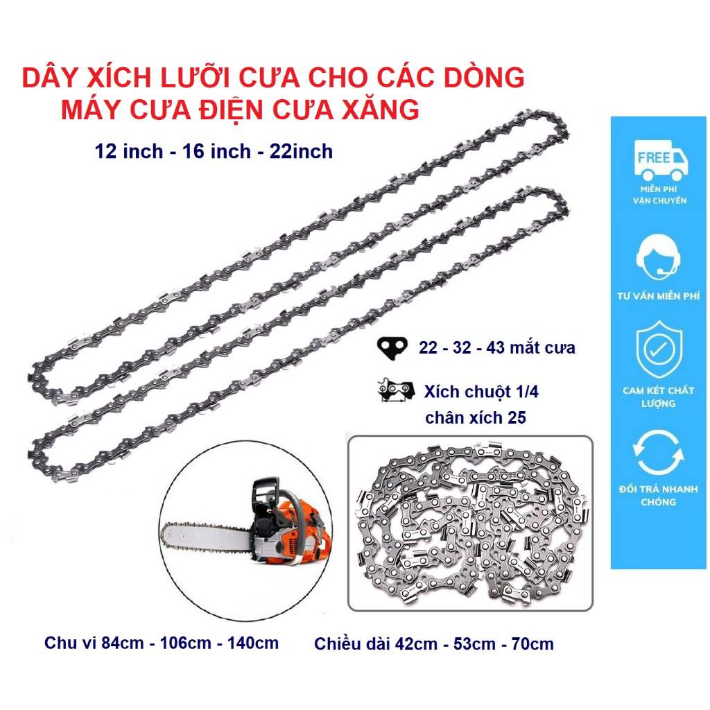 Dây Xích Mini Chân 91, Xích Trung 325 Size 12,16, 22in Dây Xích Cưa 22 ...