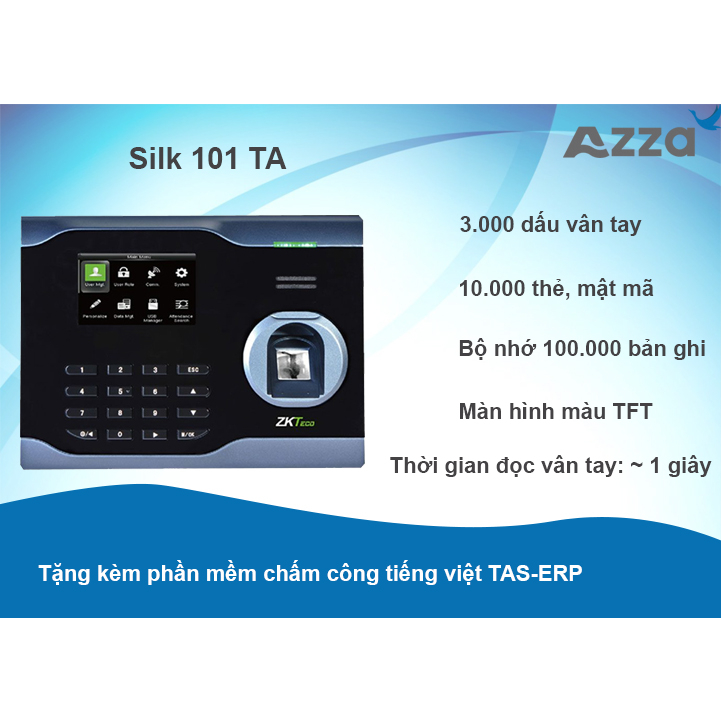 Máy chấm công vân tay và thẻ ZKTeco Silk 101 TA (Bảo hành 1 năm, tặng kèm phần mềm chấm công TAS ...
