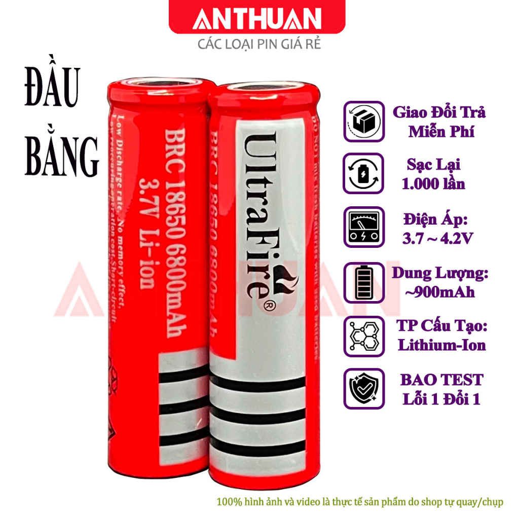 Pin sạc 18650 3.7~4.2V UltraFire dùng cho quạt cầm tay, đènpin siêu ...