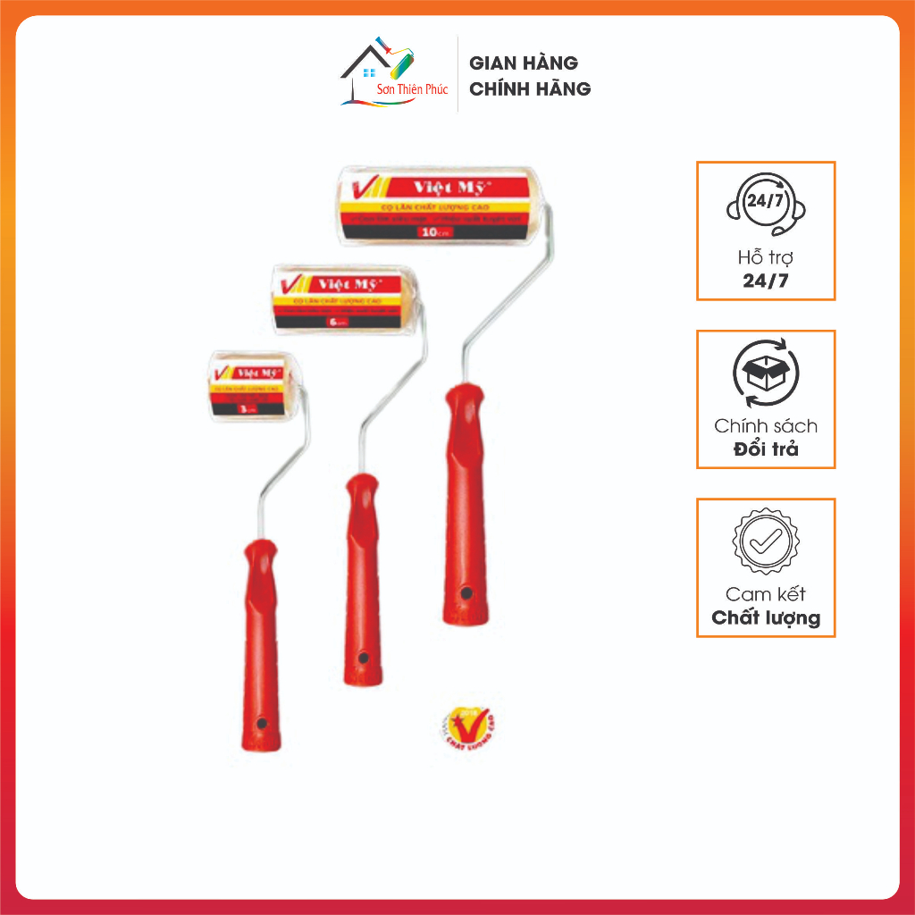 Cọ lăn (rulo) sơn dầu mini Việt Mỹ (3cm/6cm/10cm). Cho bề mặt siêu mịn ...