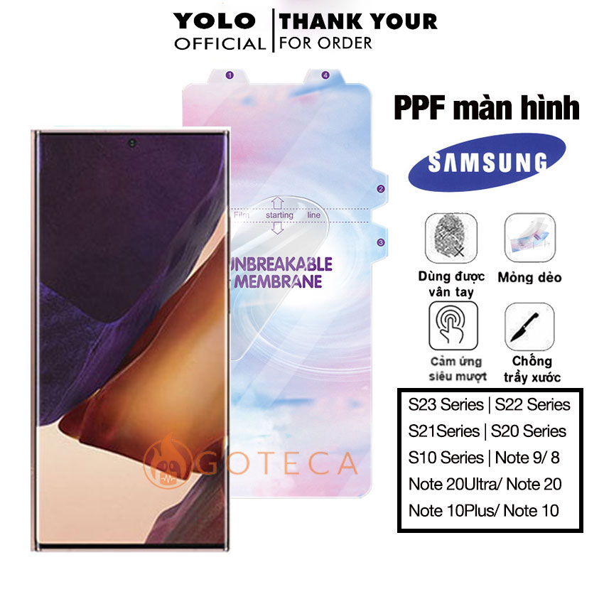 Cường lực dẻo Samsung, Dán ppf Samsung S22 Ultra S23 UltraS20 Plus S20 Ultra S10+ Note 8 Note 9 ...