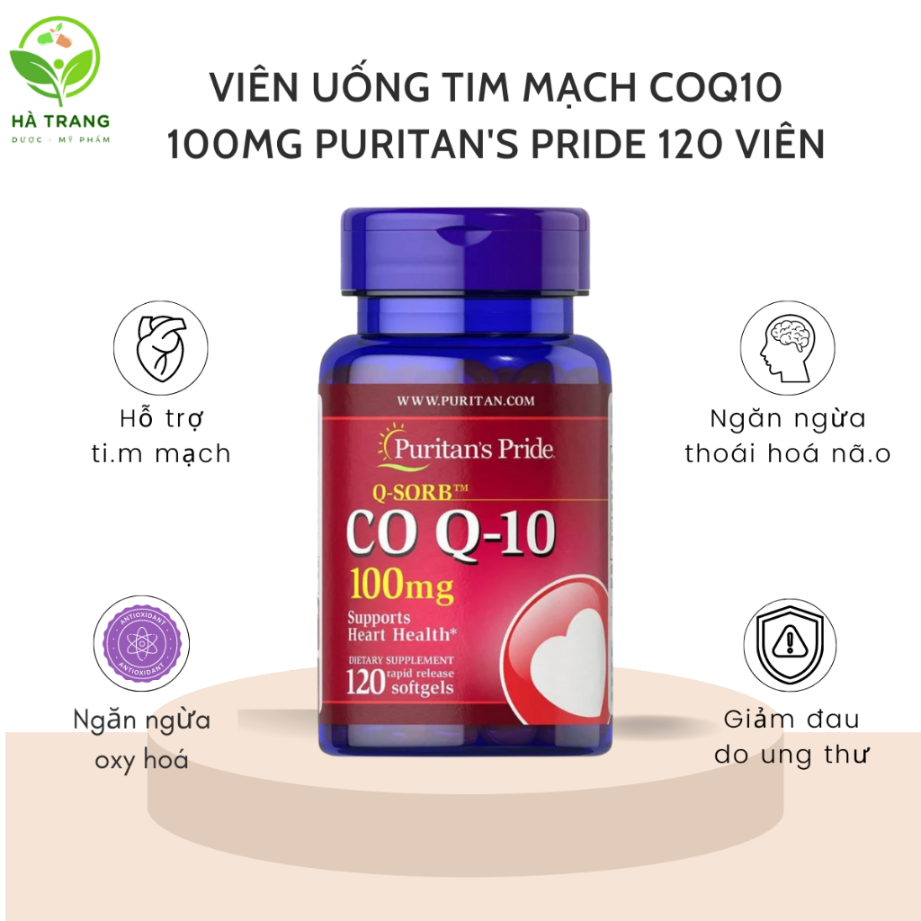Viên uống tim mạch CoQ10 100mg Puritan's Pride, lọ 120 viên của Mỹ ...