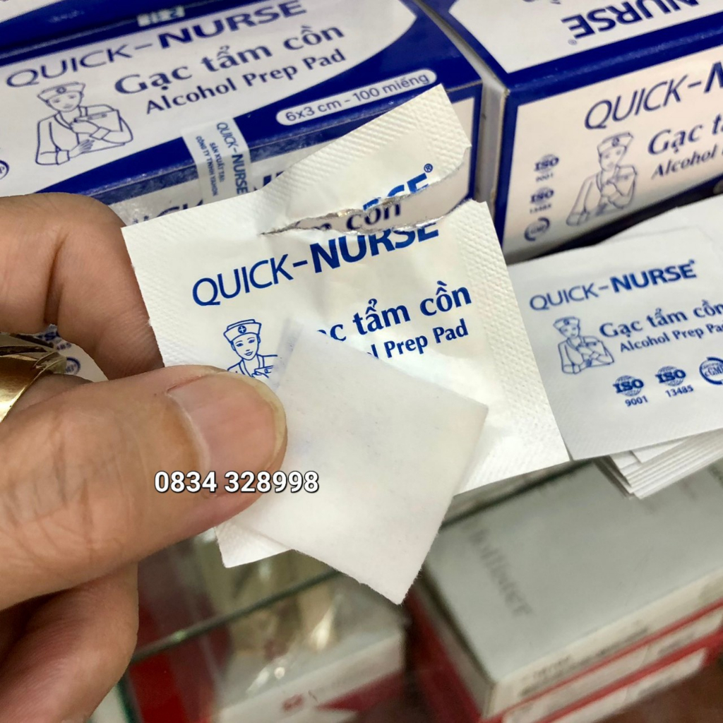 Gạc tẩm cồn 6x3cm Quick Nurse (Hộp 100 miếng) | Shopee Việt Nam