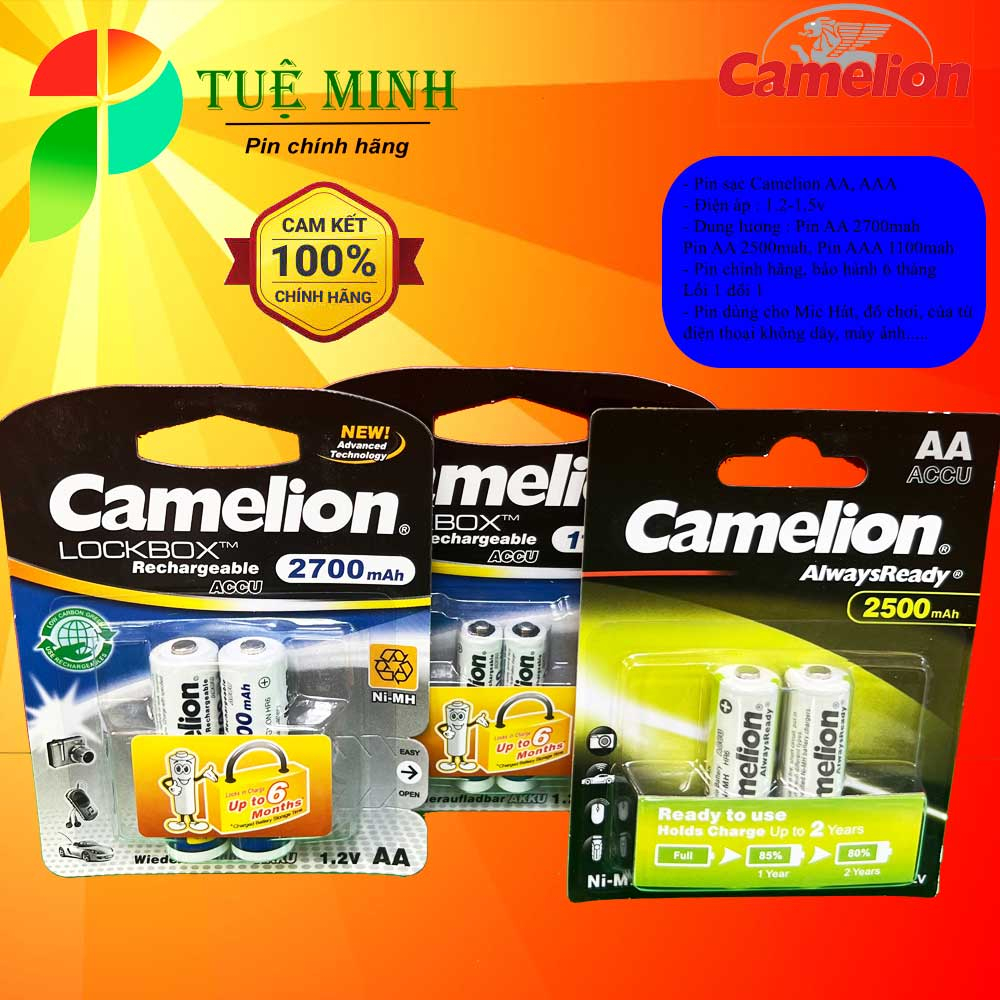 Pin sạc AAA, pin sạc AA camelion 2700mah, 2500mah, 1100mha chính hãng ...