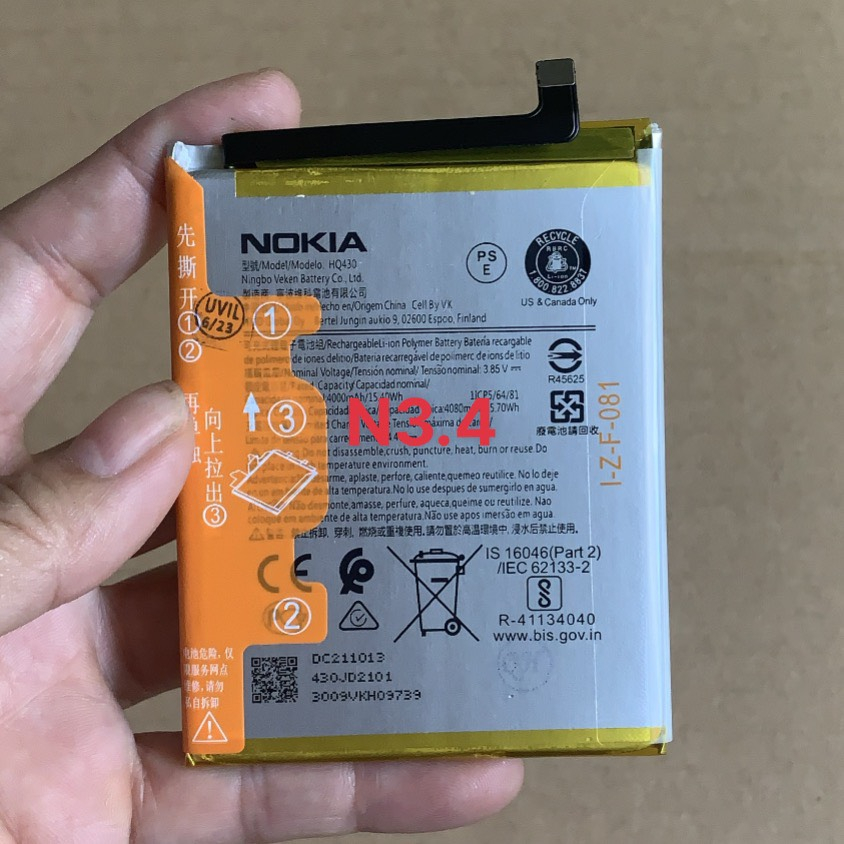 Pin Nokia 3.4 TA-1288 / HQ430 4000mAh/15.40Wh Chính hãng bảo hành 6 tháng | Shopee Việt Nam