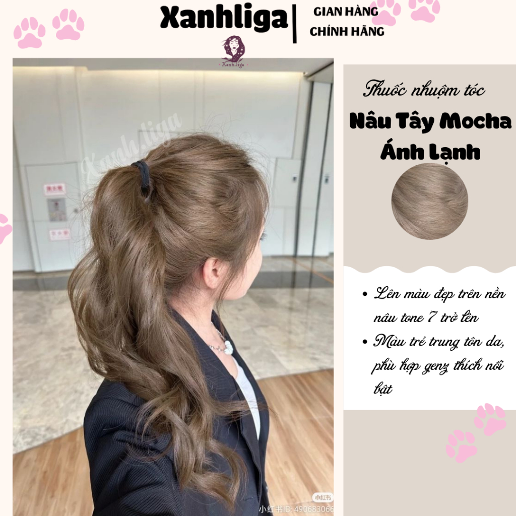 Thuốc nhuộm tóc Nâu Tây Mocha ÁNh Lạnh không cần tẩy tóc kèm oxy trợ ...