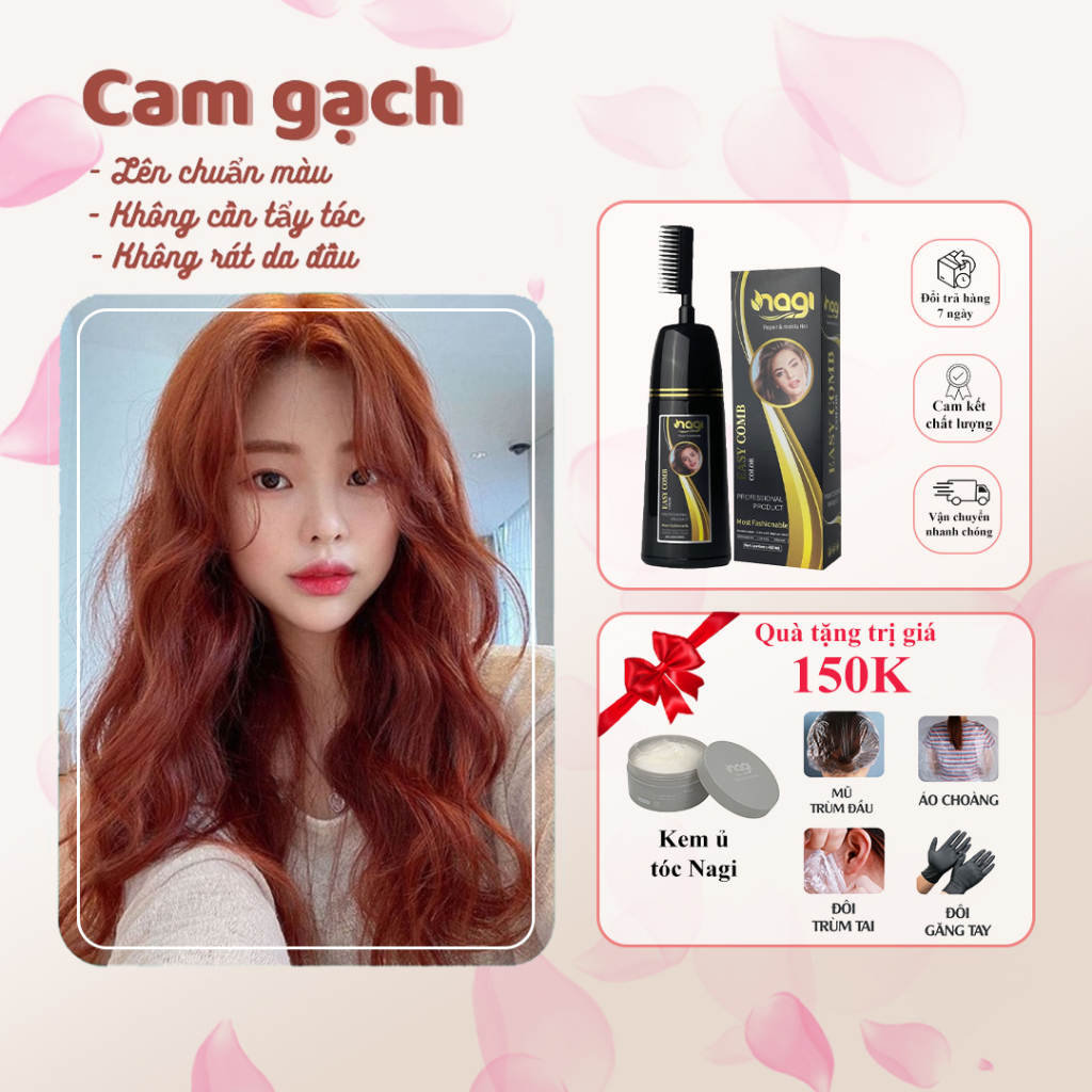 Dầu gội nhuộm tóc thảo dược màu Cam gạch Nagi DIRTY ORANGE 18 chiết ...