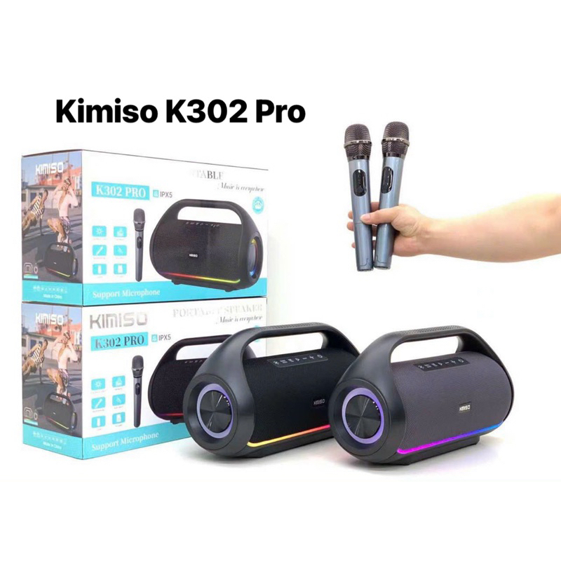 Loa Bluetooth KIMISO K302 Pro kèm 2 micro karaoke không dây | Shopee ...