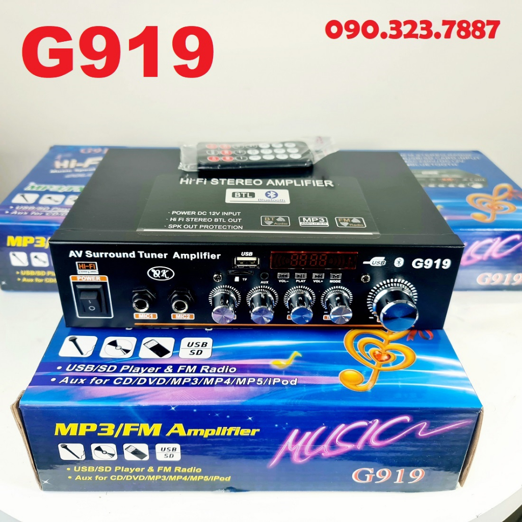 Amply mini 12v/220v bluetooth karaoke G919- Loại tốt | Shopee Việt Nam