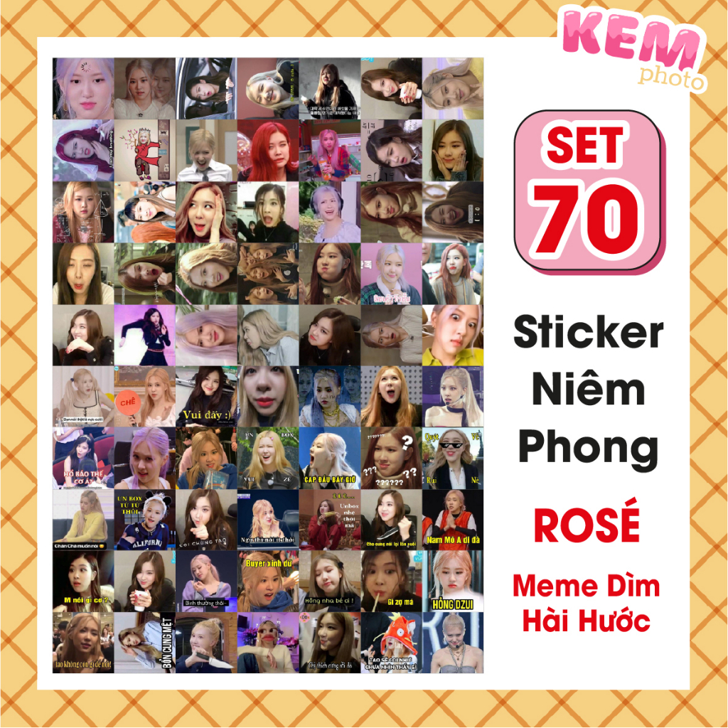 SET 70 sticker niêm phong ROSÉ chế, meme hài hước, ảnh dìm vui nhộn ...