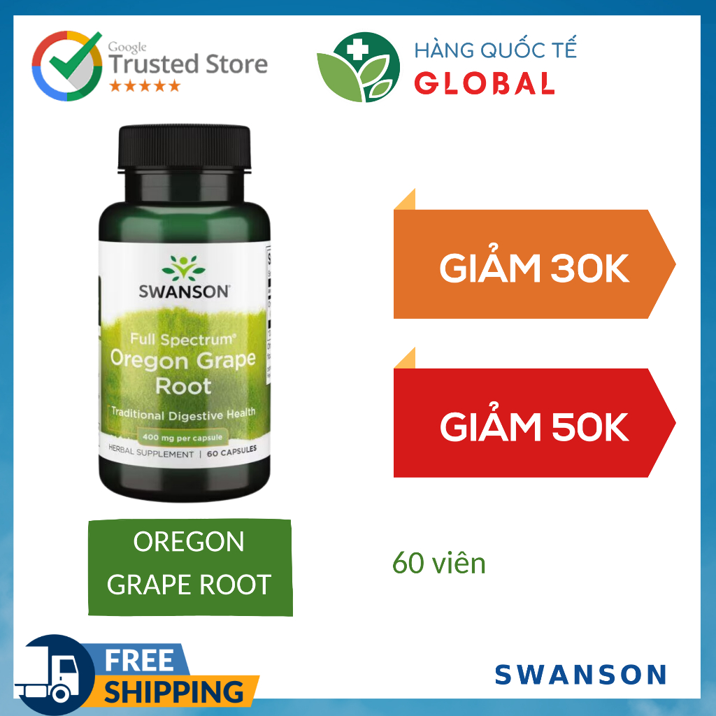 [Hàng Quốc Tế] SWANSON FULL SPECTRUM OREGON GRAPE ROOT, 100 viên, Hỗ ...