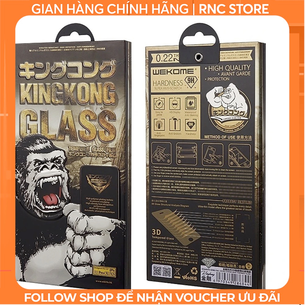 Kính Cường Lực Oppo A12 A5 A3s A55 A74 A96 A53 A76 Kingkong Wk Chính