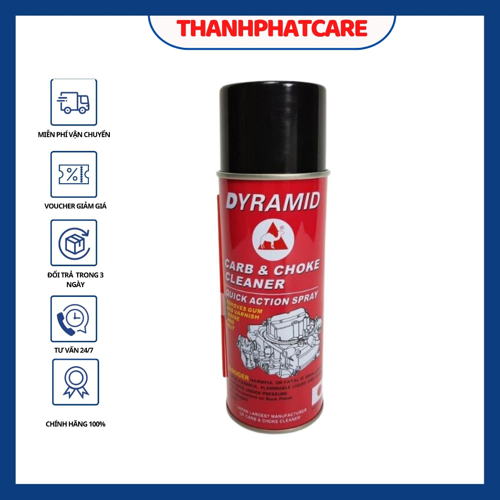 Chai Xịt chế hòa khí , Bình xăng con ,vệ sinh kim phun, DYRAMID 450ml ...