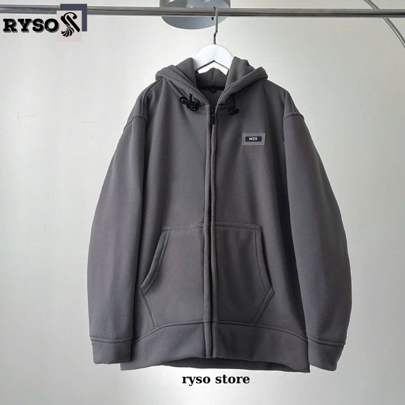 Áo khoác hoodie nỉ khoá zip tay phồng trơn unisex áo cặp cao cấp màu ...