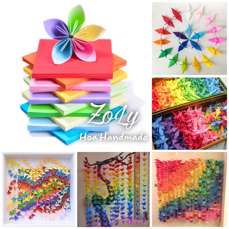 100 tờ giấy gấp hạc, xếp hoa nhiều màu sắc | Shopee Việt Nam