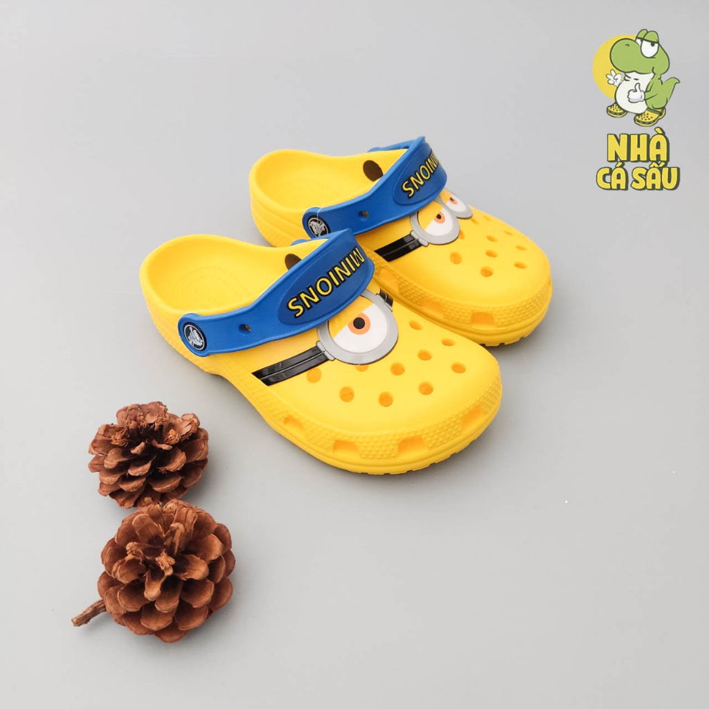 Dép sục crocs trẻ em viền 3D cao cấp in hình minion thiết kế đúc nguyên ...