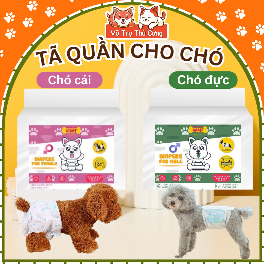 Bỉm cho chó Kamt, Tã quần cho chó cái và chó đực siêu thấm hút 10 miếng ...