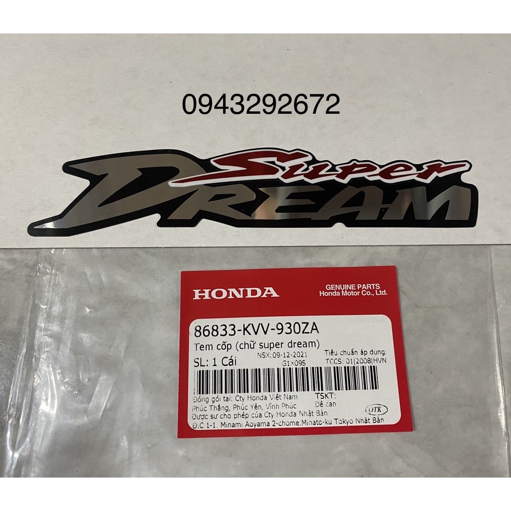 Tem Cốp Dream 100 Family (Chữ Super Dream ) ( 1 Chữ ) Honda ...