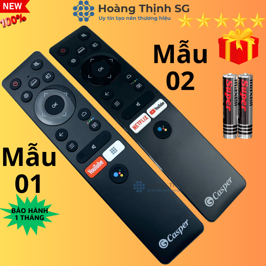 Remote điều khiển tivi Casper, Điều Khiển TV Casper Internet Có Giọng Nói - Tặng kèm pin ...