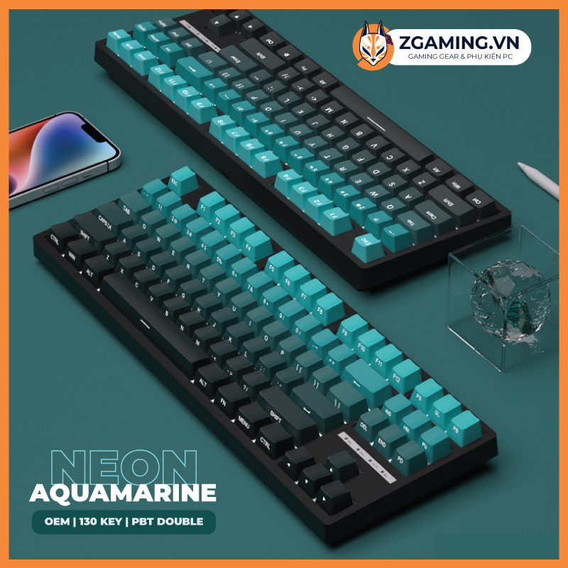 Keycap Gradient Ninja (Side Print) Neon Aquamarine | OEM, Xuyên Led ...
