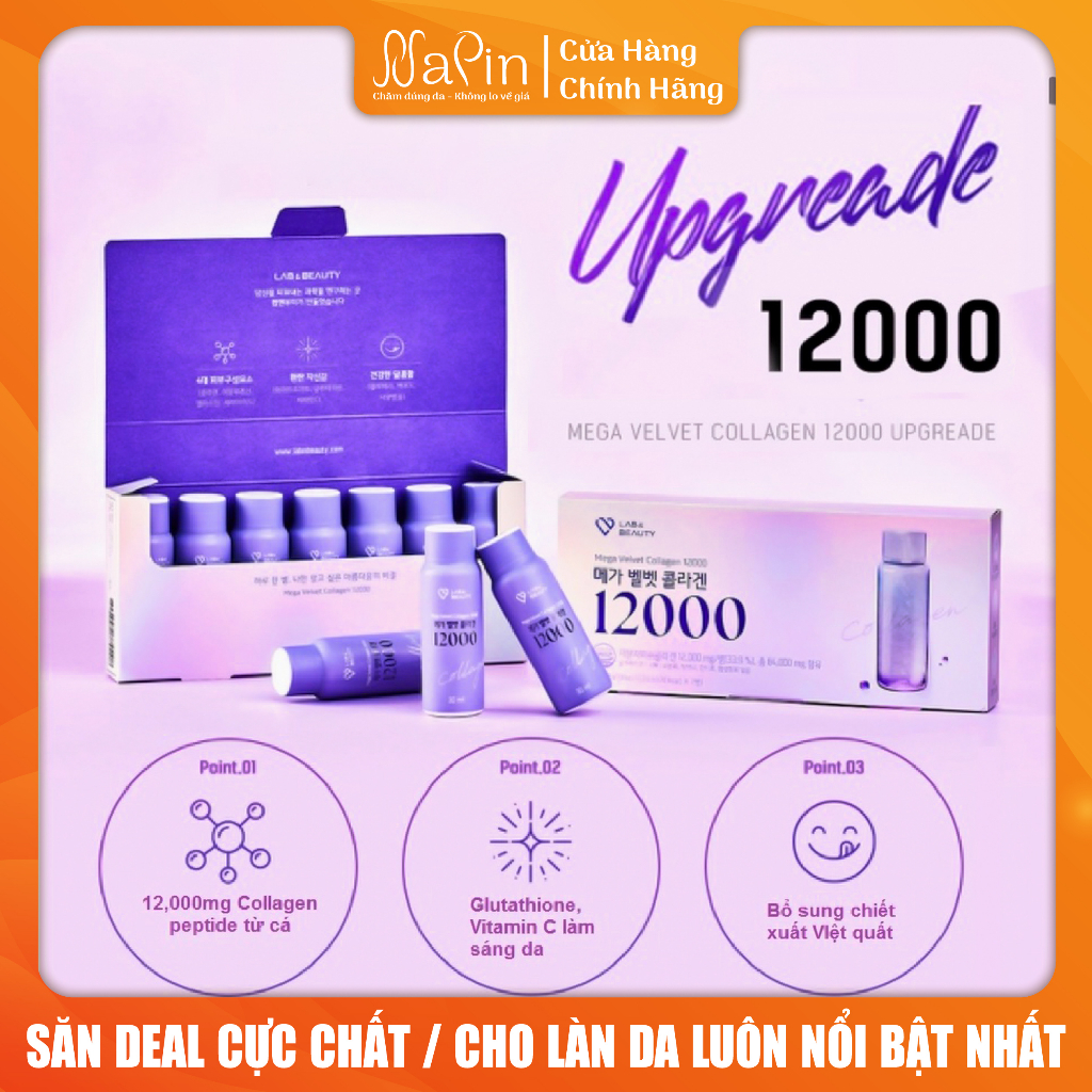 Nước uống bổ sung collagen tươi Lab Beauty hỗ trợ làm đẹp da 12000mg ...